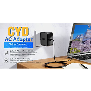 CYD 65W Laptop Power Cord Compatible for Dell Vostro Charger P28F PP29L PP39L P02E P17E P25F P39F PP02X PP04X PP05L PP08L DA65NM111 Latitude Vostro Precision Studio Xps Extra 8.2 Ft Power-Cable