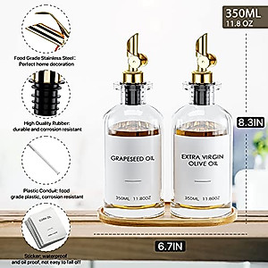GAOHANG Olive Oil Dispenser Bottle for Kitchen, Coffee Syrup Dispenser, Glass Oil and Vinegar Dispenser Set for Cooking, Stainless Steel Weighted Pourer, Mouthwash Container, Farmhouse Kitchen Decor
