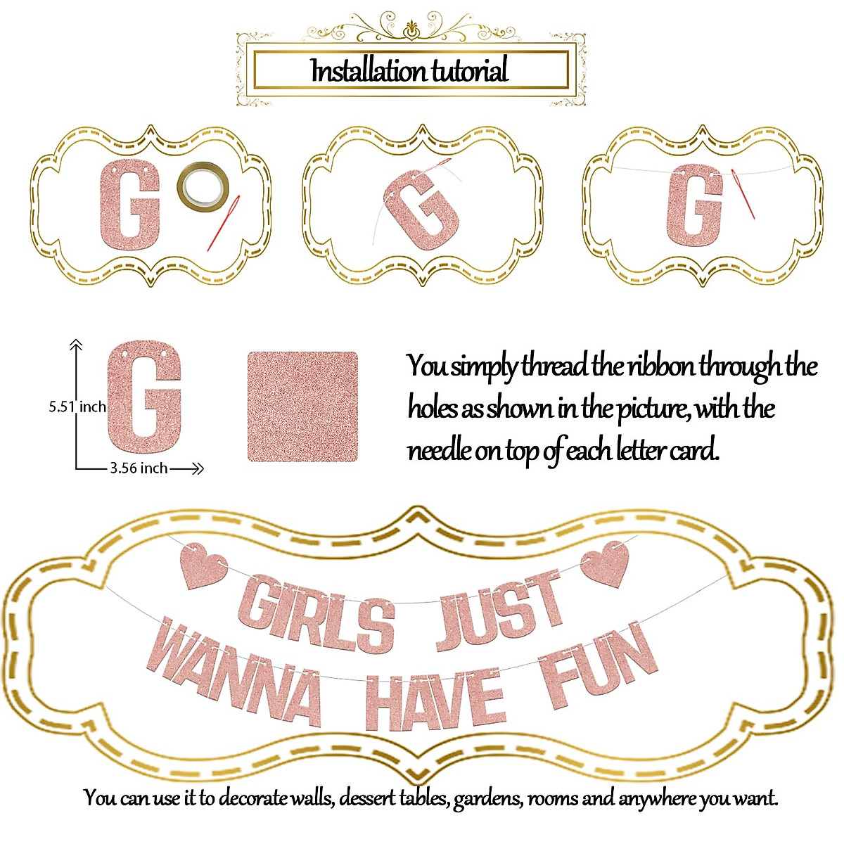 WFKLDF Girls Just Wanna Have Fun Banner Party Decorations Bridal Shower Bachelorette Party Decorations Girls Night Decorations Girls Birthday Party Decor Supplies