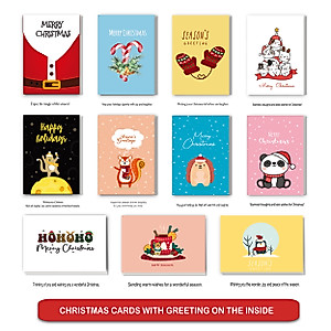100 Unique Christmas Cards, Christmas Cards Boxed With Envelopes,Large 5X7 Inch Merry Christmas Cards Greeting Cards Set With Greeting And Sticker,Bulk Christmas Cards Boxed Set