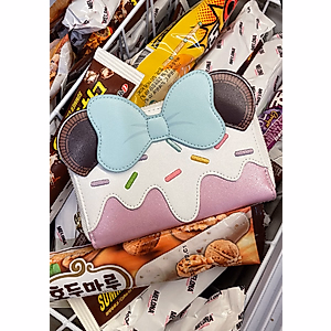 Loungefly X LASR Exclusive Disney Frosted Minnie Ice Cream Zip Wallet - Fashion Cosplay Disneybound Cute Wallets