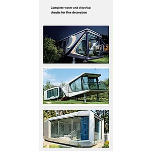 Generic Tiny Prefab House. Container Movable House. Solar Powered Mobile Container House Modular Guest House.40 and 20 ft 2 Spacious Bedroom + Luxury Shower Bathroom+Kitchen Space (20 ft), White