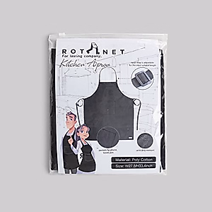 ROTANET Extra Large Aprons for Men Adjustable Bib Aprons with pocket Cooking Kitchen Bbq Grilling Big Apron for Women Chef Water & Oil Resistant Black