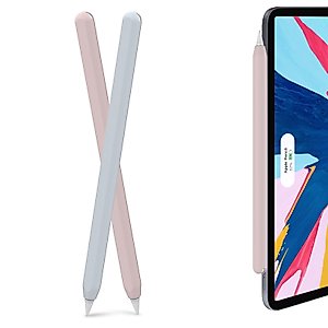 AhaStyle Silicone Case for Apple Pencil 2nd Generation & Apple Pencil Pro (2024) Sleeve Skin Ultra Thin Apple Pencil Protective Cover Compatible with Magnetic Charging and Double Tap (Blue, Pink)