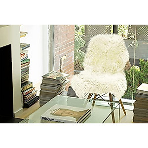 Natural Sheepskin Rug with Thick and Lush 2.5 Inch Pile | Fluffy, Hypoallergenic Sheep Fur Rug with Anti-Skid Back | 2 x 3 ft Small Sheepskin Wool Area Rugs, Natural