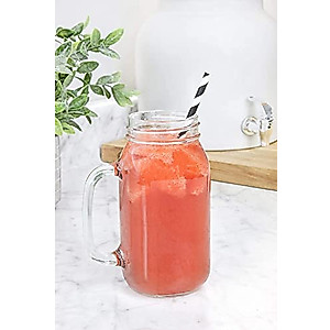 Darware Mason Jar Mugs with Handles (24oz, Clear, 4-Pack); Glass Drinking Glasses for Cold Beverages, Decoration, Storage, Party Favors, Cocktails, Floats