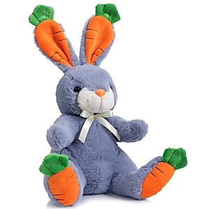 HollyHOME Plush Bunny Stuffed Animal Cute Carrot Rabbit Plush Birthday Easter Gift for Kids 15 inch