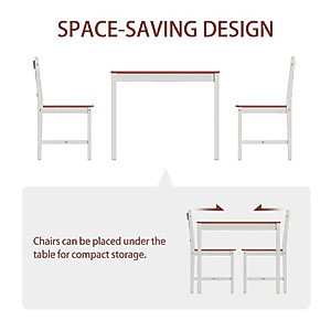 Alohappy 5 Piece Kitchen Table and Chairs Set for 4, Rectangular Pinewood Dining Table Set for Dining Room, Kitchen Room Furniture, Space-Saving & Easy Assembly (Red)