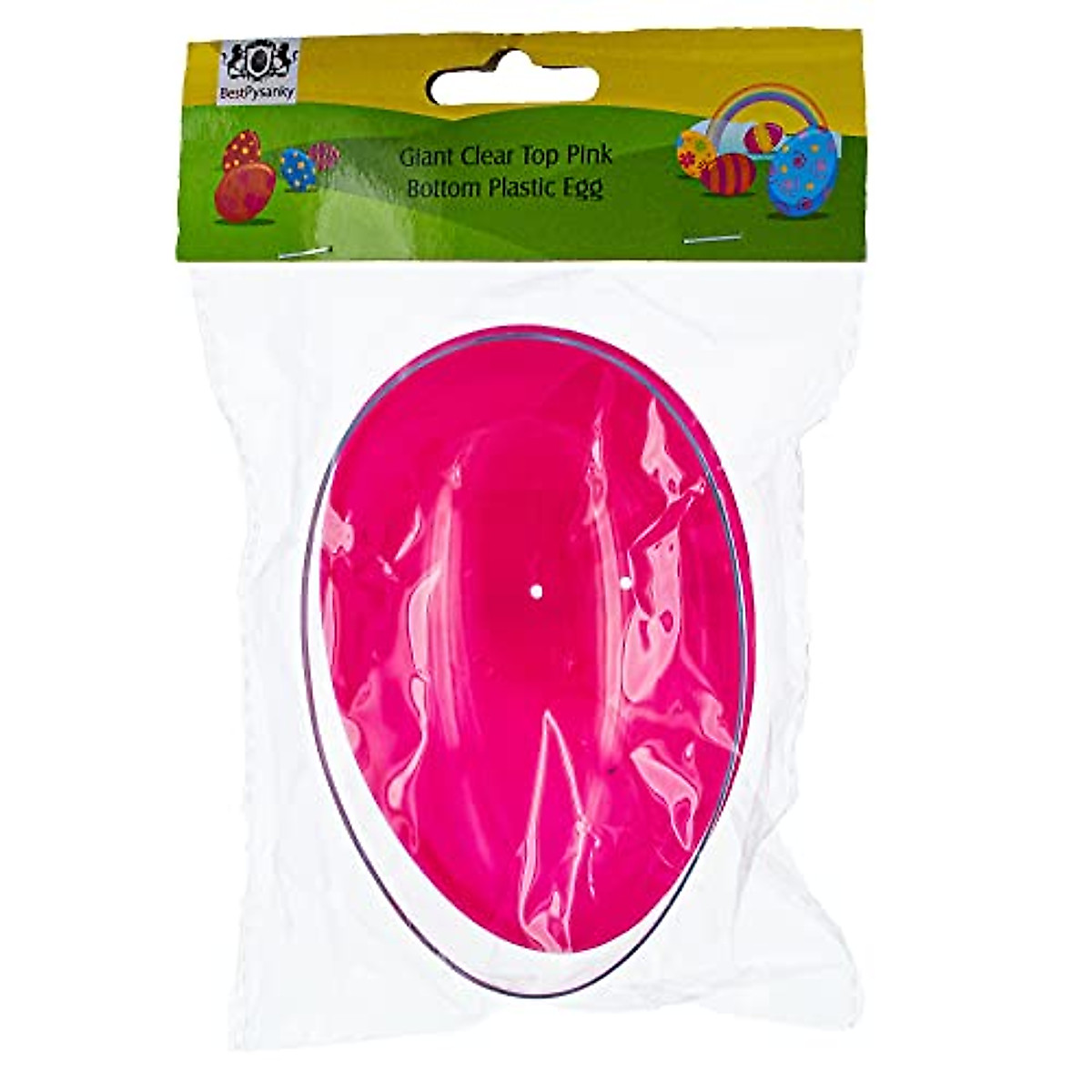 Large Fillable Clear Top Pink Bottom Plastic Easter Egg 5.1 Inches