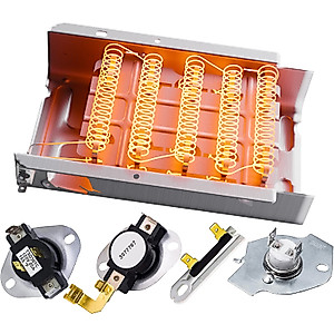 BlueStars 279838 W10724237 Dryer Heating Element 3387134 3977767 Thermostat 3392519 3977393 Thermal Fuse Kit - For Whirlpool Kenmore Roper Amana Dryers NED4655EW1 MEDX655DW1 8565582 3403585 AP3094254