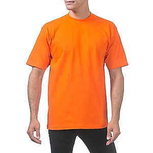 Pro Club Men's Heavyweight Cotton Short Sleeve Crew Neck T-Shirt, Orange Tang, 3X-Large
