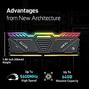 GeIL Polaris RGB DDR5 RAM, 32GB (16GBx2) 5200MHz 1.25V ,AMD Compatible, Long DIMM High Speed Desktop Memory, Hardcore Immersive Gaming/Multimedia Content Creation/Quality Live Streaming(Gray)