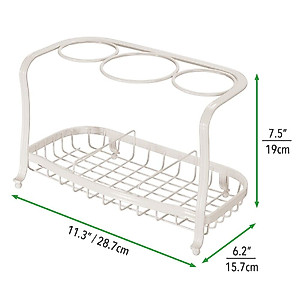 mDesign Steel Bathroom Countertop Hair Tool Storage Organizer Accessory Basket Tray, Vanity Table Holder for Hair Dryer, Straightener, Curling Iron, Styling Products, Hyde Collection - Cream/Beige