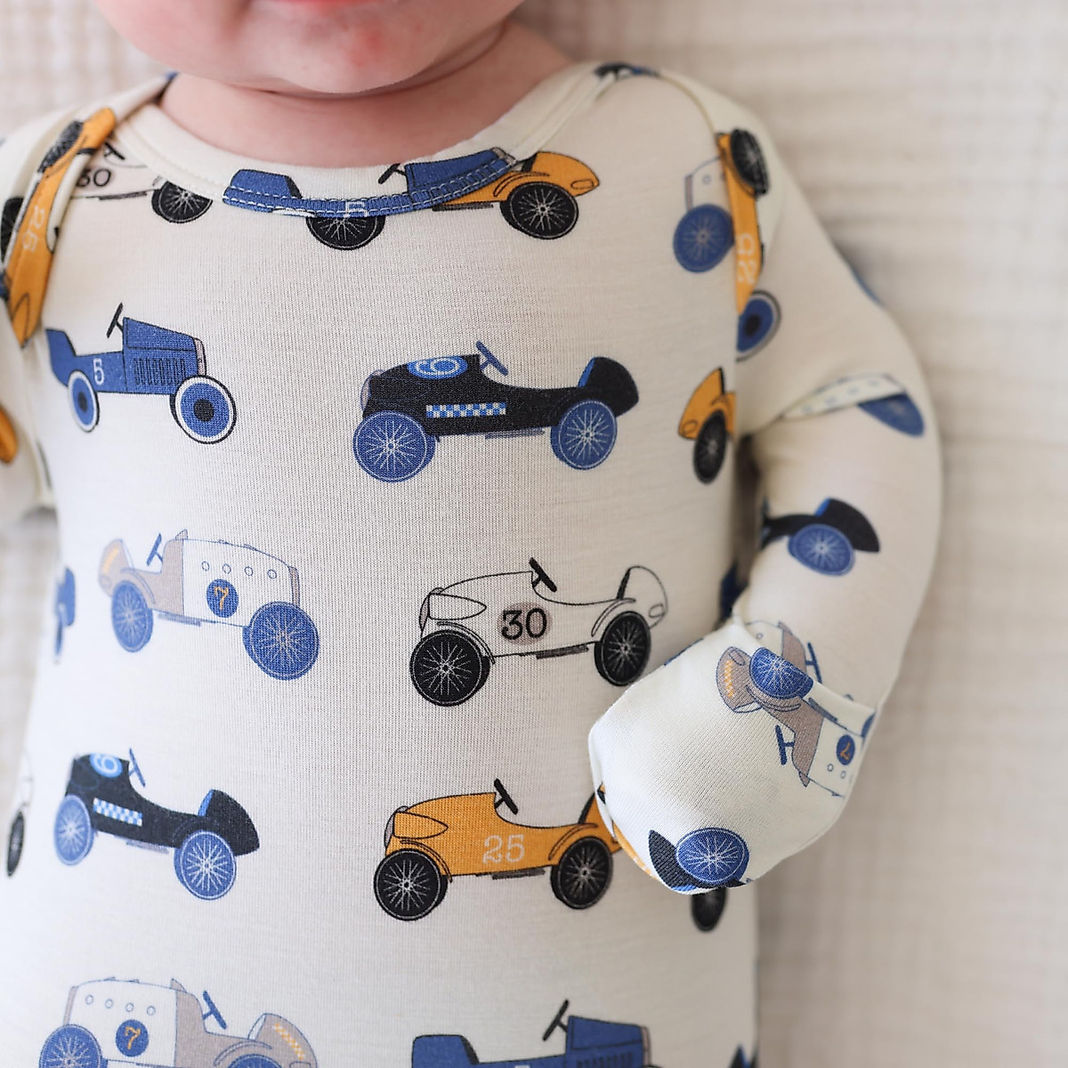 Posh Peanut Infant Gown - Unisex Soft Baby Clothes - Viscose from Bamboo Infant Layette Swaddle Wear- 0-3 Months (Enzo Knotted)