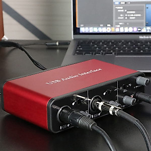 ZUZONG 2i2 Audio Interface Audio Interface USB Microphone Preamps with 48V Phantom Power 24 Bit Support Smartphone/Tablet/Computer and Other Equipment Recording（No DAW Recording Software）