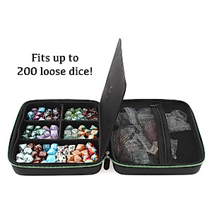 Forged Dice Co. Dice Box and Dice Tray with Removable Dice Holder - Storage Box Holds up to 300 Metal or Plastic Polyhedral Dice - Compatible with DND and Dungeons & Dragons Game Dice - Green
