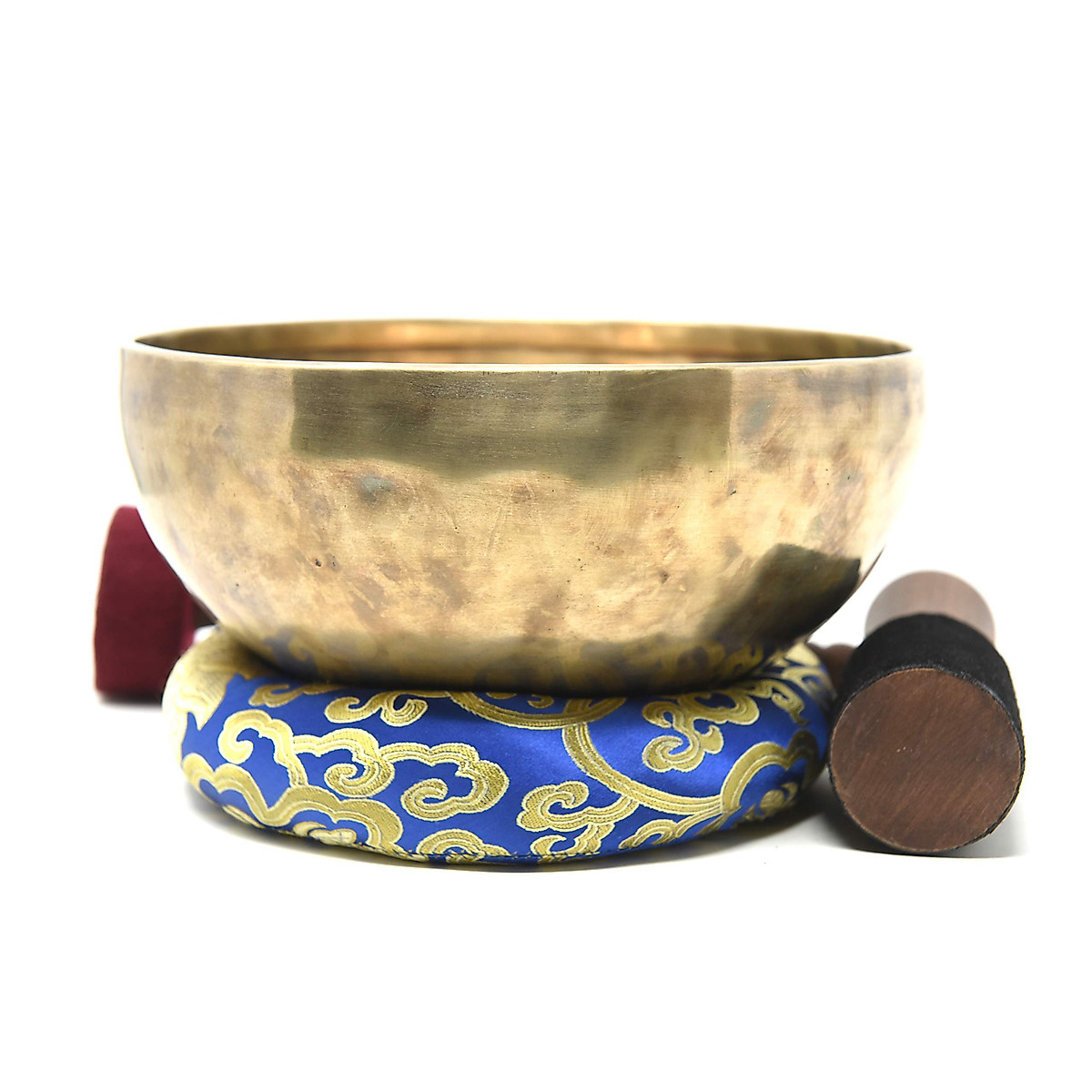 8" Large Hand-hammered Tibetan Singing Bowl for Meditation, Healing, Mindfulness, Relaxation ~ Antique Finished Bowl, Wooden Mallet, drum-stick, Silk Made Cushion