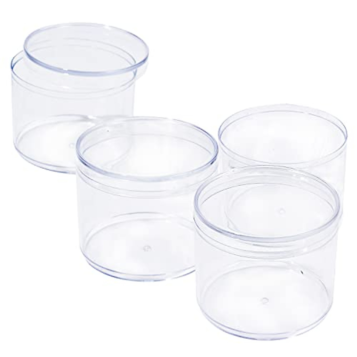 novelinks 40 Pack 8 Ounce Clear Plastic Pot Jars with Lids - Refillable Leak Proof Plastic Container Jars for Travel Storage & Household Storage (Circular)