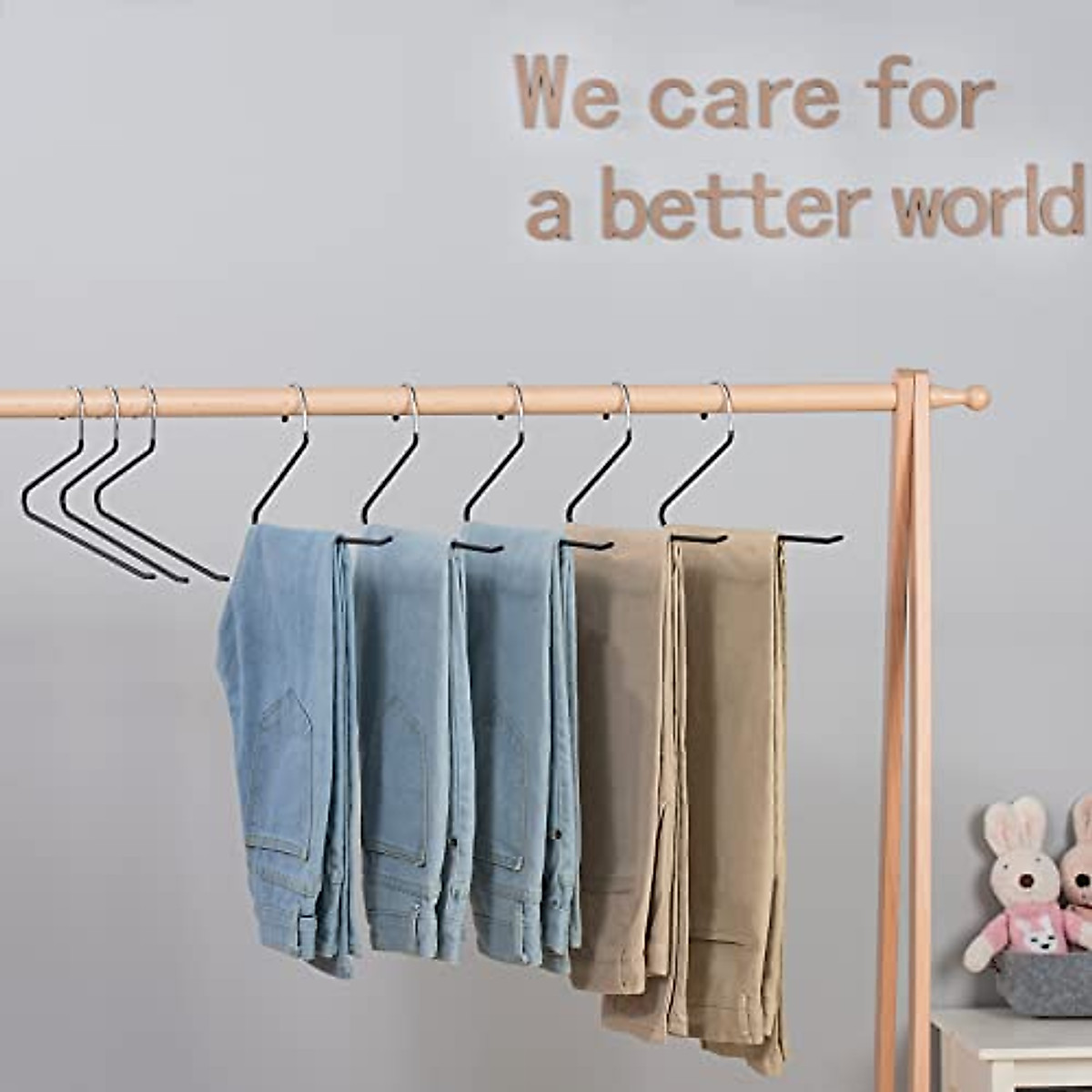 ELONG HOME Slack Pants Hangers, 30 Pack Open Ended Design Durable Anti-Rust Chrome Metal Hangers, Hangers Non Slip Rubber Coating, Slim & Space Saving Jeans Hanger for Easy-Slide Pants