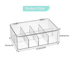 novelinks Clear Plastic Tea Bag Organizer Stackable Storage Organizer with Lid Divided Container Box with Lid for Kitchen Cabinet, Condiments,Countertop, Pantry, Hold Coffee Pods, 2 Pack