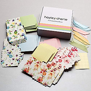 Hayley Cherie - Floral Gift Treat Boxes with Ribbons & Lids (20 Pack) - Thick 350gsm Card - 4" x 4" x 3.2" Inches - for Favors, Baby Showers, Christmas, Bridesmaids, Parties, Birthdays, Weddings