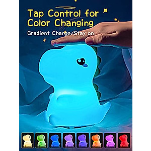 Dimanito Cute Kids Night Light Night Lamp Night Lights for Kids Bedroom Toddler Baby Portable Silicone Battery Led Nightlight Nursery (Dinosaur)