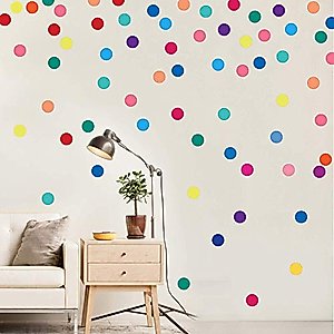 PARLAIM Wall Stickers for Bedroom Living Room, Polka Dot Wall Decals for Kids Boys and Girls, Multicolor 2inch (60 Circles)