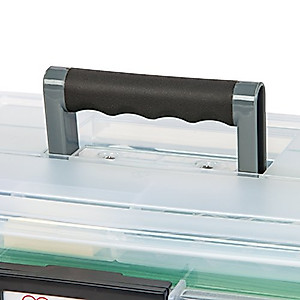 IRIS USA 19 Qt. WEATHERPRO Letter Size Portable File Box, 4 Pack, Plastic Storage Container with Organizer-Lid and Seal and Secure Latching Buckles, Weathertight, Clear with Black Buckle