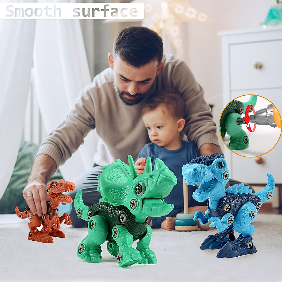 LeonMake Dinosaur Toys for Kids 3-5: Take Apart Dinosaur Toy for 3 4 5 6 7 8 Year Old Boys Girl | STEM Construction Building Dinosaur with Electric Drill | Boys Toys Age 6-8 | Birthday Gifts