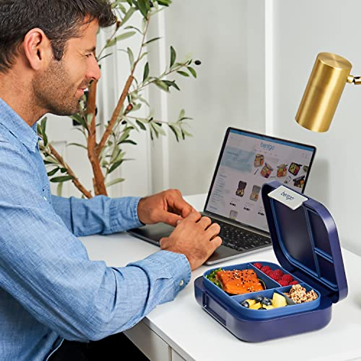 Bentgo® Modern Bento-Style Lunch Box Set With Reusable Snack Cup (Navy)