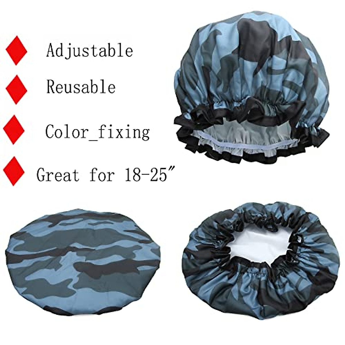ZKLLGHE Shower Cap for Women Men Shower Hat Waterproof-Double Layer-Reusable Elastic Bath Caps for Boys Girls Hair Cap for Shower