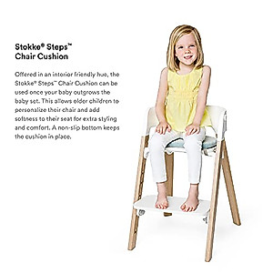 Stokke Steps Chair Cushion - Jade Twill - Add Softness & Personality to Stokke Steps Chair - Non-Slip, Functional & Stylish - Machine Washable - Fits All Stokke Steps Chairs