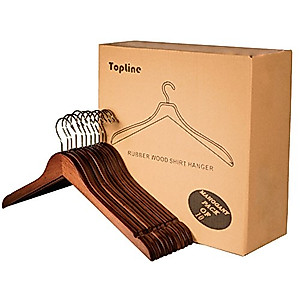 Topline Classic Wood Shirt Hangers - 10-Pack (Mahogany)