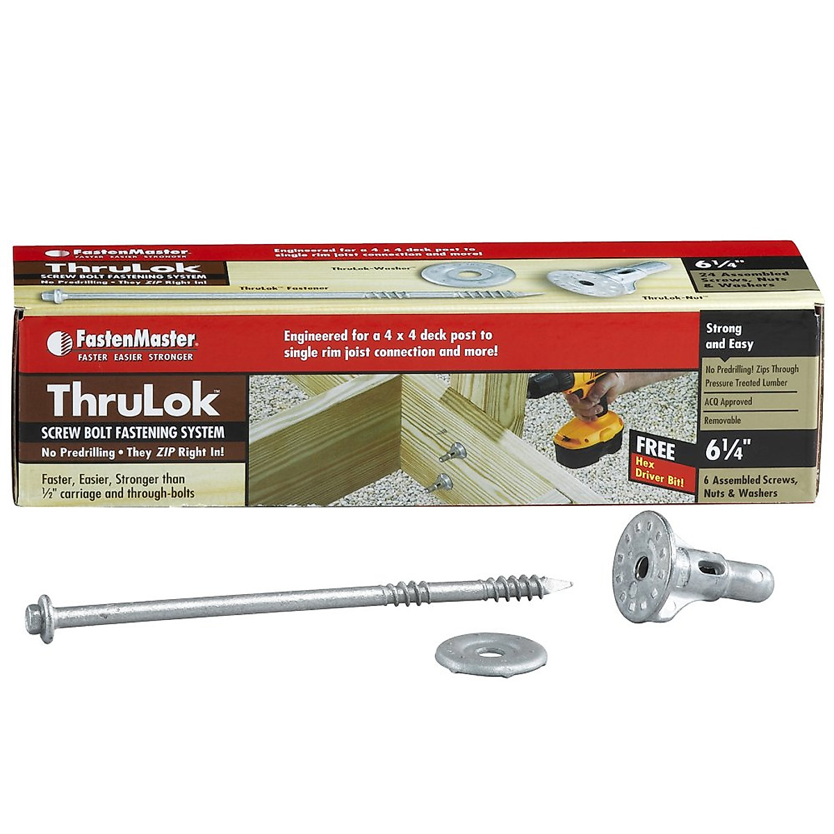 FastenMaster FMTHR614-6 ThruLOK Screw Bolt Fastening System, 6-1/4 Inches, 6-Count
