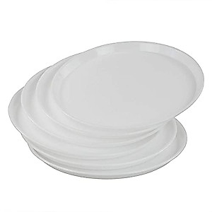 Ponpong Round Plastic Serving Trays Platters, White, 6 Packs