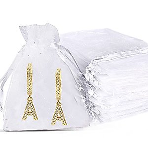 LANXINGYAN 100pcs White Organza bags 3.5x4.7 Inches Sheer Organza Bags Small Mesh Bags Jewelry Candy Wedding Party Bags (3.5x4.7"White)…