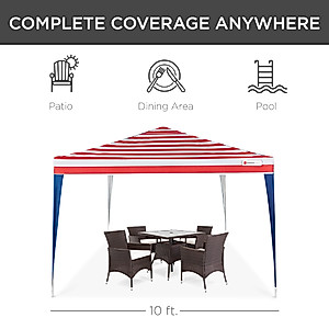 Best Choice Products 10x10ft Pop Up Canopy Outdoor Portable Folding Instant Lightweight Gazebo Shade Tent w/Adjustable Height, Wind Vent, Carrying Bag - American Flag