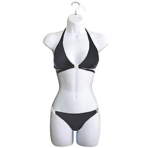 DisplayTown White Female Mannequin Hip Long Hollow Back Body Stackable Dress Form with Hanging Hook for Tshirt Display, Countertop, Craft Shows, Photos and Design, S-M Clothing Size