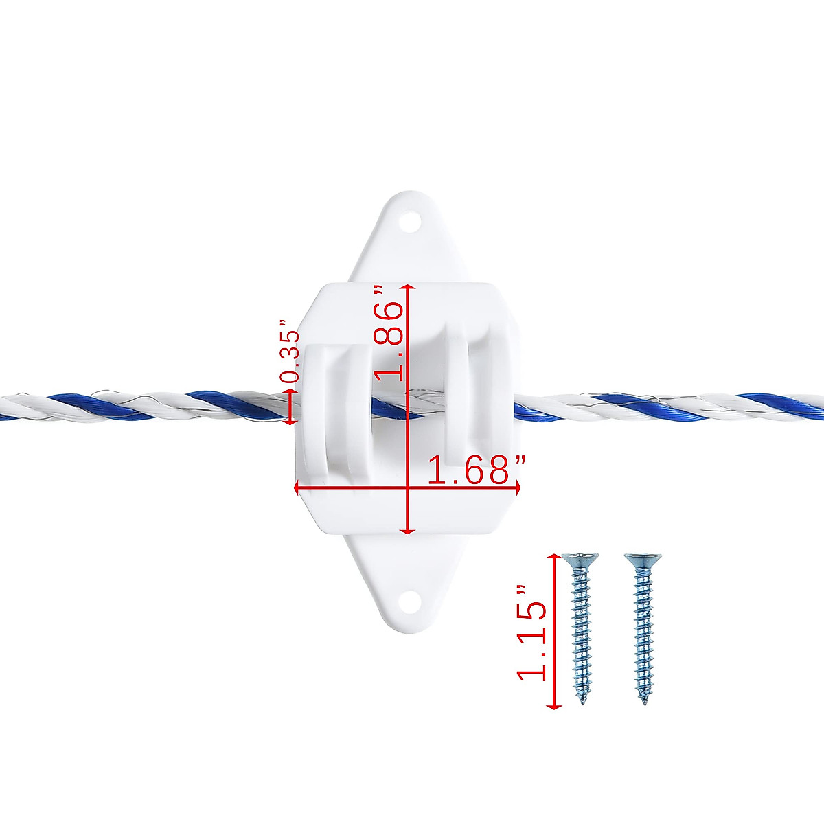 50 Pack Electric Fence Wood Post Claw Insulators, Nail on Insulator for Hi-Tensile, Heavy- Duty Fencing Wire Polywire, White