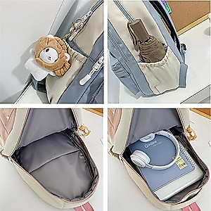 ZEnaha Cute Aesthetic Backpack Kawaii Backpack Classic Backpack for Women Laptop Bag Preppy Large-capacity Stitching Backpack (Pink)