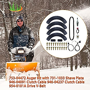 BOSFLAG 753-04472 Auger Kit with 954-0101A V-Belt 946-04091 Cable 946-04237 Cable Replaces MTD 735-04032, 735-04033, 731-0778, 731-0812 for White Outdoor SB221, SB521, SB721, Squall 21" Snow Throwers