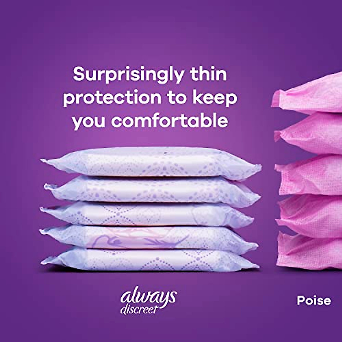 Always Discreet, Incontinence & Postpartum Pads For Women, Size 4, Moderate Absorbency, Regular Length, 66 Count x 3 Packs (198 Count total)