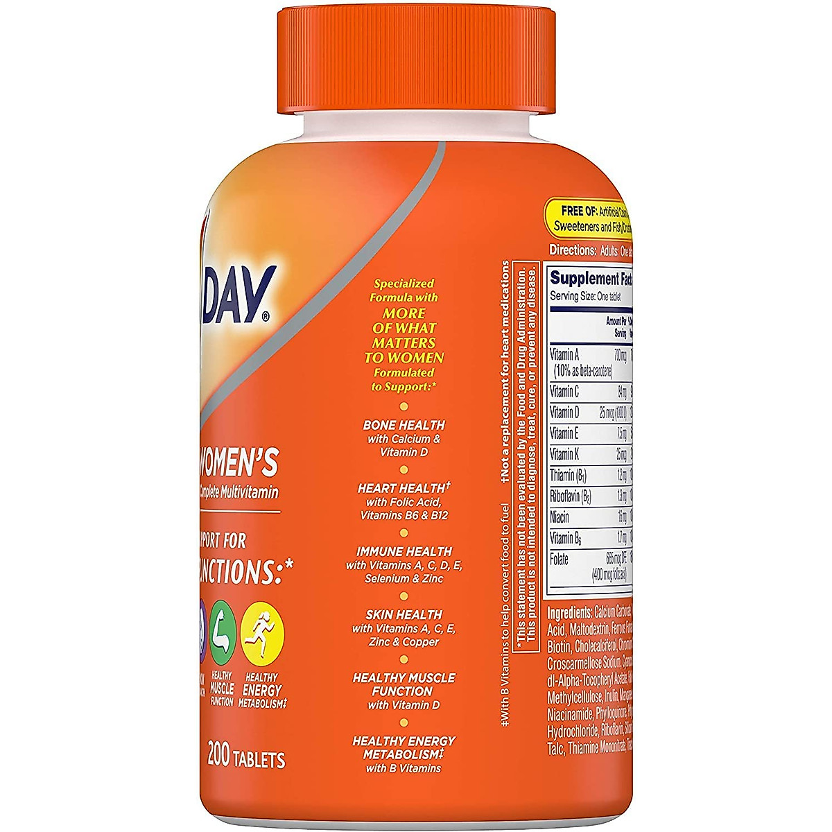 One A Day Women’s Multivitamin, Supplement with Vitamin A, C, D, E and Zinc for Immune Health Support, B12, Biotin, Calcium & More, Tablet 200 count