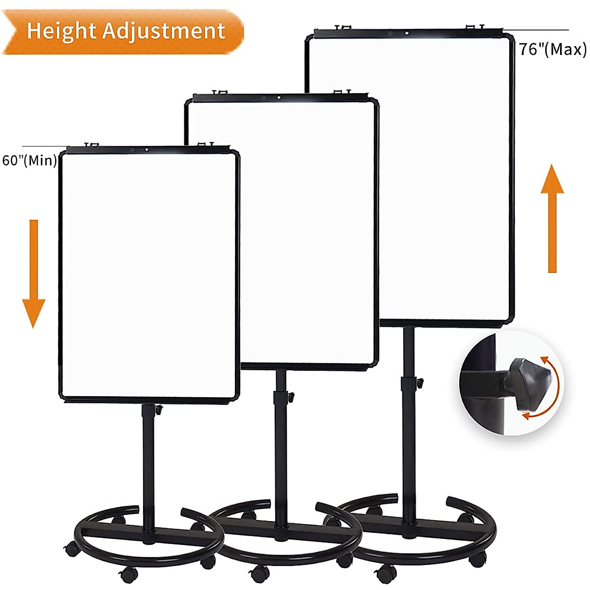 VIZ-PRO ECO Magnetic Mobile Whiteboard/Flipchart Easel, Black, 28 X 40 Inches