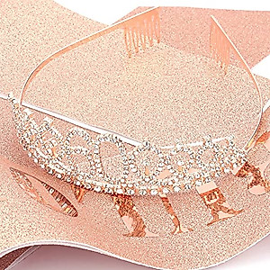 Casoty 60th Birthday Sash and Tiara for Women, 60th Birthday Decorations Women, Rose Gold 60th Crown and "60 & Fabulous" Sash Set, 60 Birthday Decorations for Women, 60th Birthday Gifts for Women
