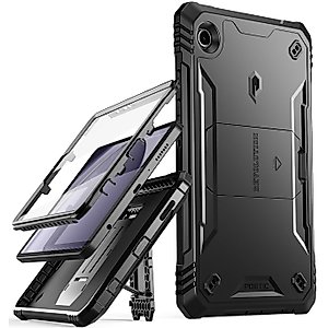 Poetic Revolution Case for Samsung Galaxy Tab A9 8.7 inch (2023), Built in-Screen Protector with Full-Body Kickstand Rugged Heavy Duty Case, Black