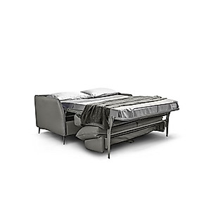 Salottitalia Dodo Sleeper Sofa, Top Grain Italian Leather, Stainless Steel Mechanism (Dark Grey)