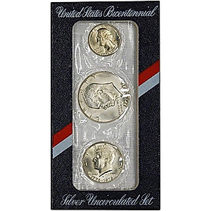 1976 US Mint Silver 3-pc Bicentennial Uncirculated Coin Set OGP Uncirculated