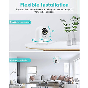 Jennov 2K Pan/Tilt Indoor Cameras for Home Security - 2.4 GHz Pet Dog Camera with Phone App, WiFi Baby Camera Monitor, Color Night Vision, Motion Detection, Auto Tracking, Compatible with Alexa