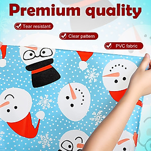 4 Pcs Christmas Tablecloth Disposable Plastic Rectangle Xmas Picnic Table Cover Christmas Pattern Printed Dining Table Cloth for Xmas Kitchen Decorations Holiday Party (Bright Style, 51.2 x 86.6 Inch)